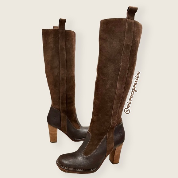 Frye | Shoes | 399 Frye Villager Pull On Knee High Brown Leather Suede ...
